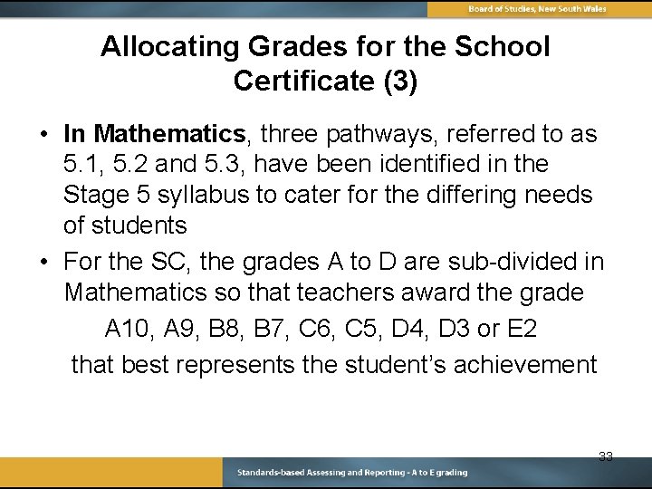 Standardsbased Assessing and Reporting An explanation of grading