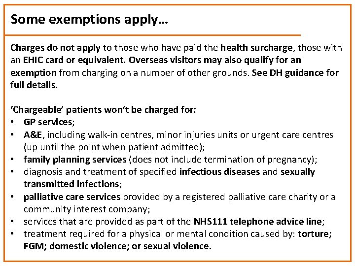 Healthcare charging and common barriers to accessing healthcare