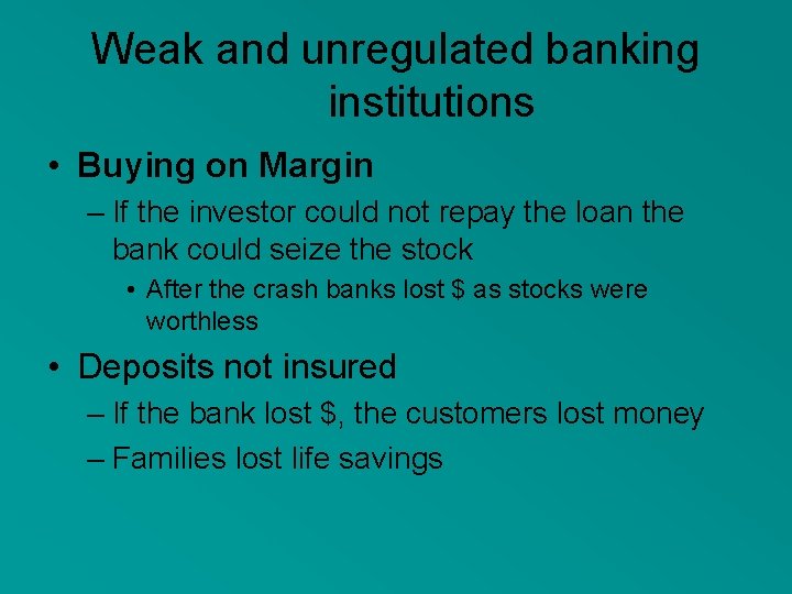 Causes of the Great Depression 6 Causes of