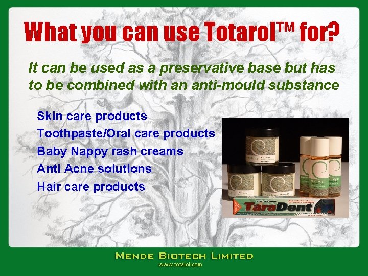 Totarol The Worlds New Natural Active Mende Biotech