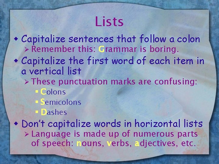Using Capital Letters Les Hanson 2002 Overview w