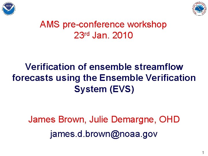 AMS preconference workshop 23 rd Jan 2010 Verification