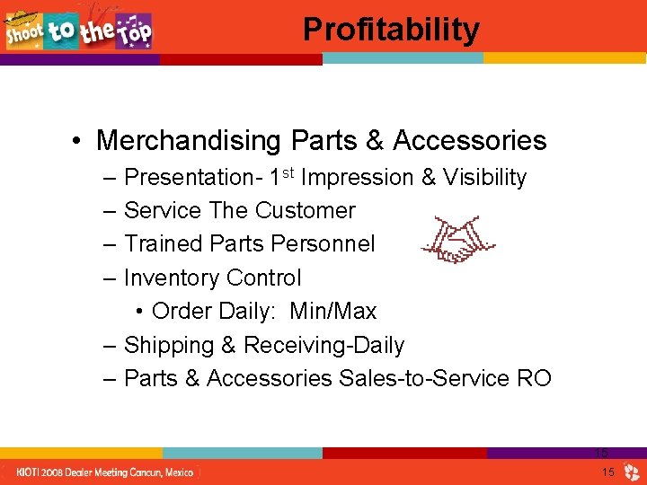 Managing Parts Service as a Profit Center Profitability