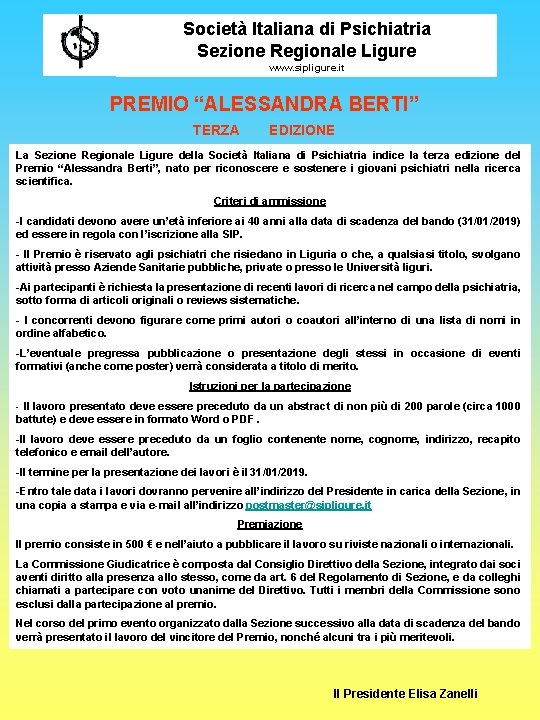 Societ Italiana di Psichiatria Sezione Regionale Ligure www