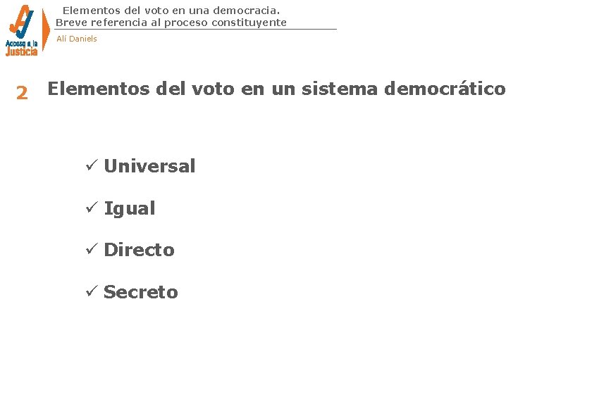 Elementos del voto en una democracia Breve referencia