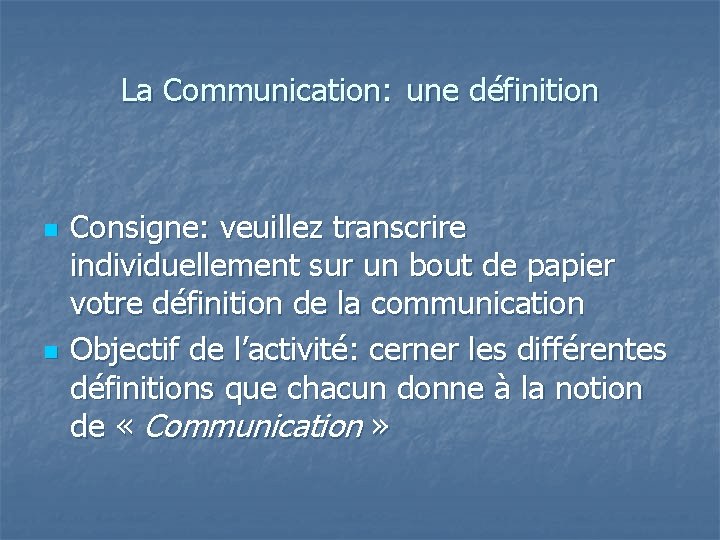 Introduction aux Techniques de Communication Public cible INE