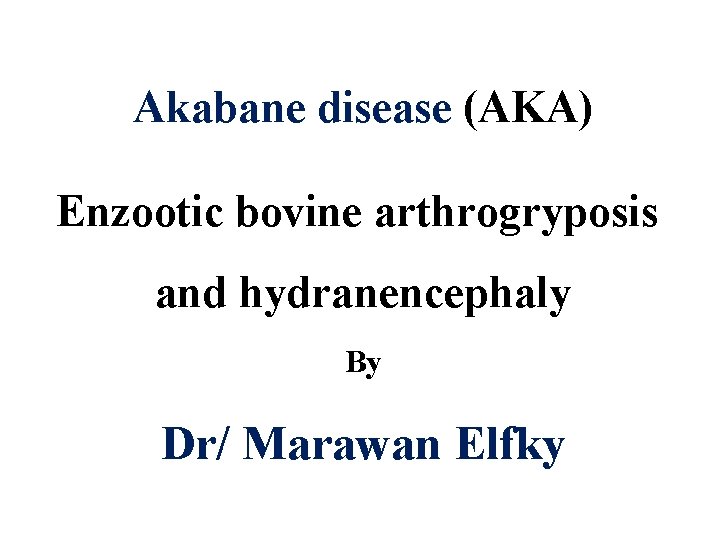 Akabane disease AKA Enzootic bovine arthrogryposis and hydranencephaly