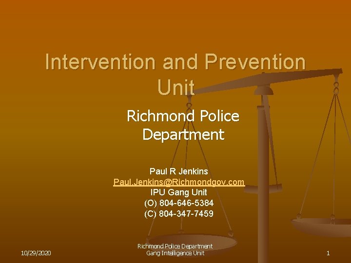 Intervention and Prevention Unit Richmond Police Department Paul