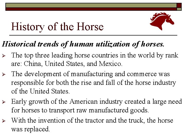 History of the Horse Equine Science Technology History