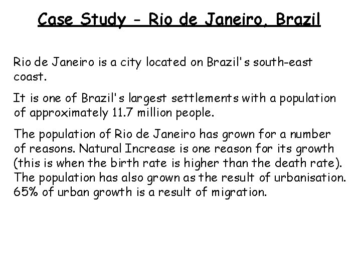 Urbanisation in LEDCs Causes problems solutions Case Study