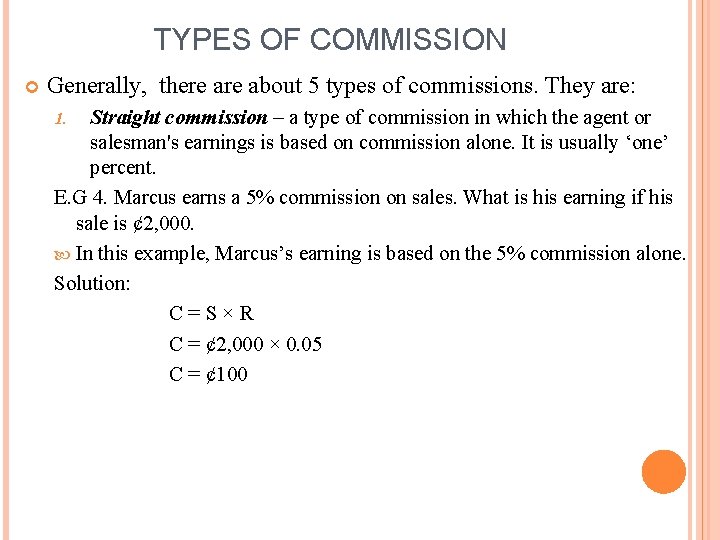 COMMISSION AND TRADE DISCOUNT Course Code and Title