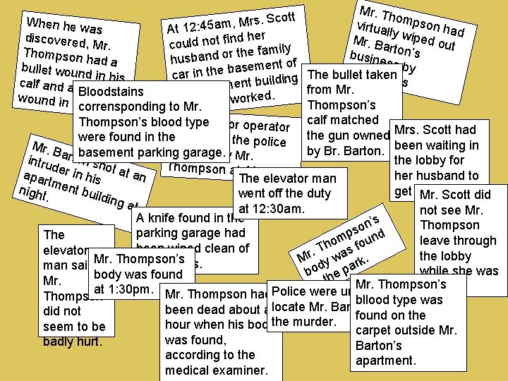 Murder Mystery Group Activity Activity O Each team