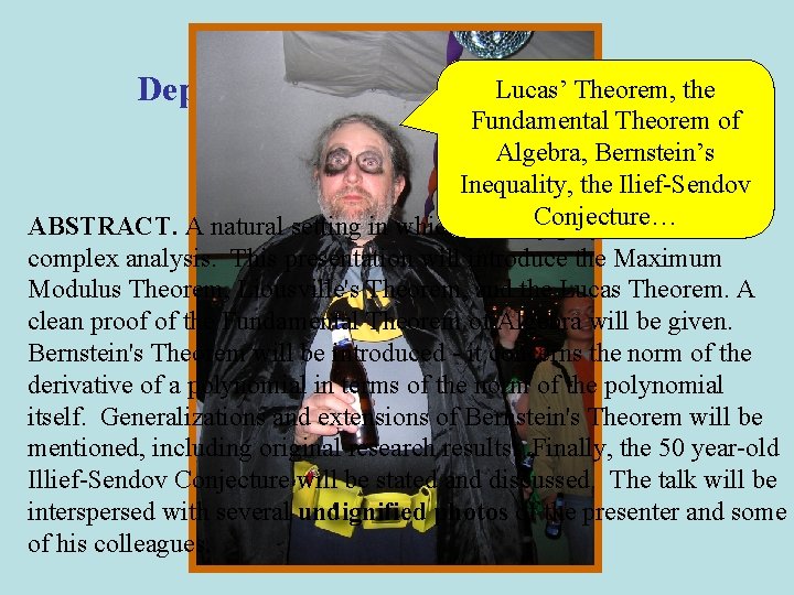 Dr Bob Gardner Lucas Theorem the Department Of