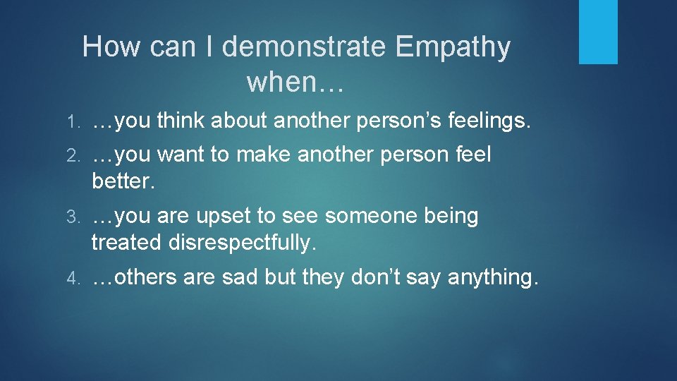 EMPATHY What does Empathy look like Essential Questions