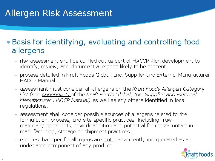 Kraft Foods Supplier Quality and Food Safety Forum