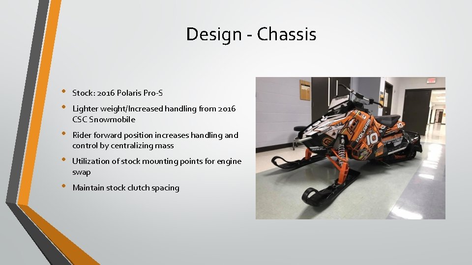 SAE Clean Snowmobile Challenge Design Presentation 2017 SAE