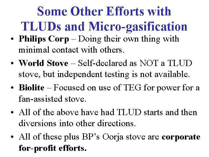 History of TLUD Gasifier Stoves TLUD TeeLud refers