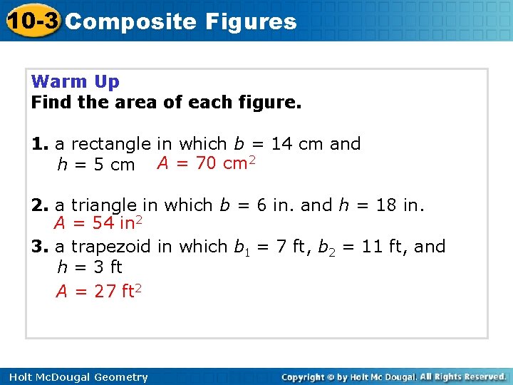 10 3 Composite Figures Warm Up Lesson Presentation