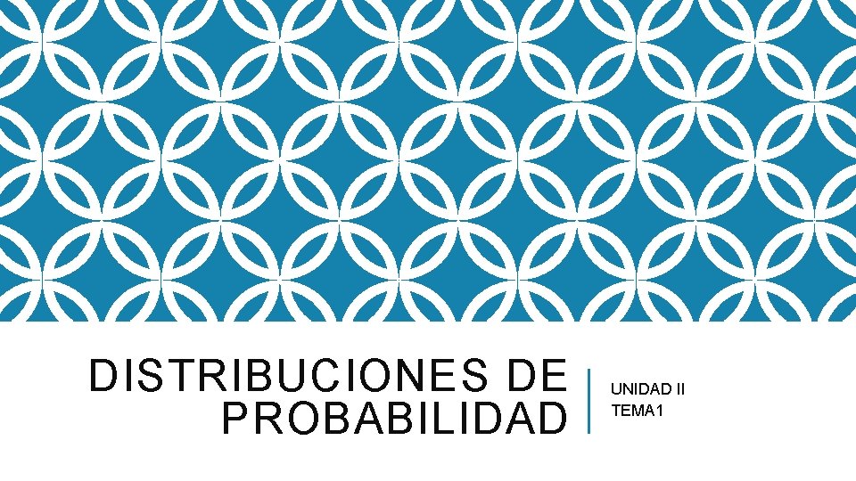 DISTRIBUCIONES DE PROBABILIDAD UNIDAD II TEMA 1 DEFINICIN