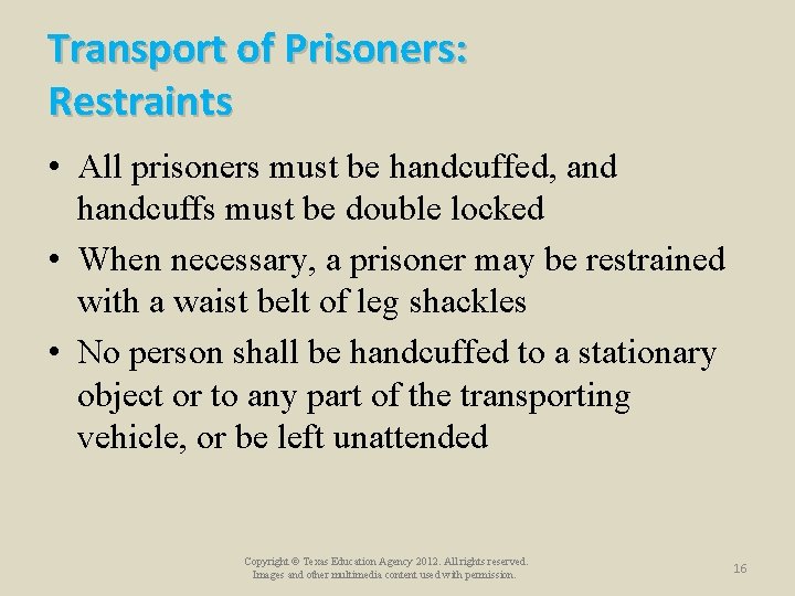 Prisoner Transport Law Enforcement II Copyright and Terms