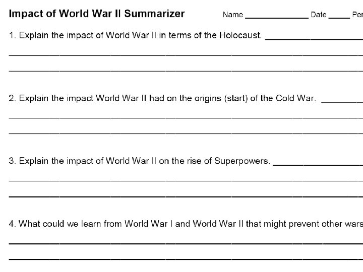 Essential Question How did World War II change
