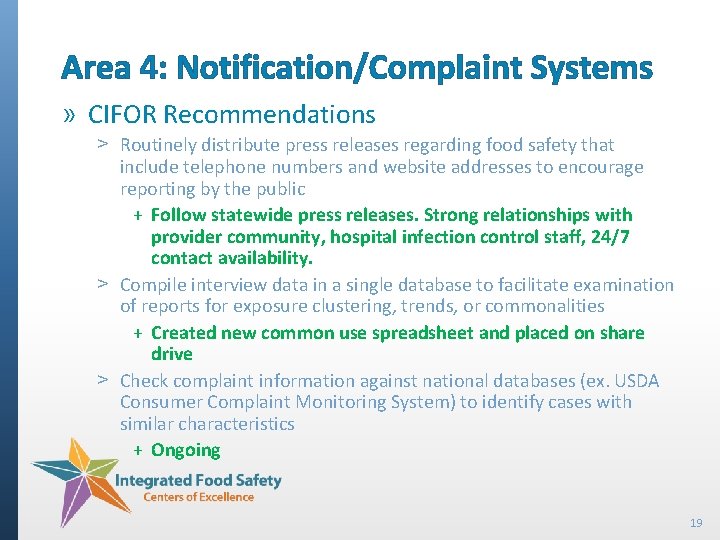 Integrated Food Safety Centers of Excellence Data Driven