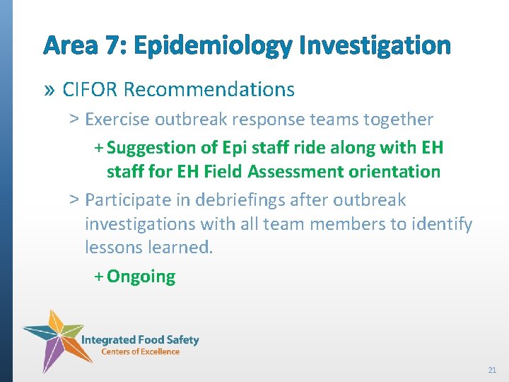 Integrated Food Safety Centers of Excellence Data Driven