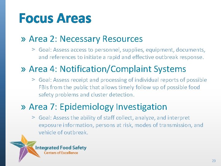 Integrated Food Safety Centers of Excellence Data Driven
