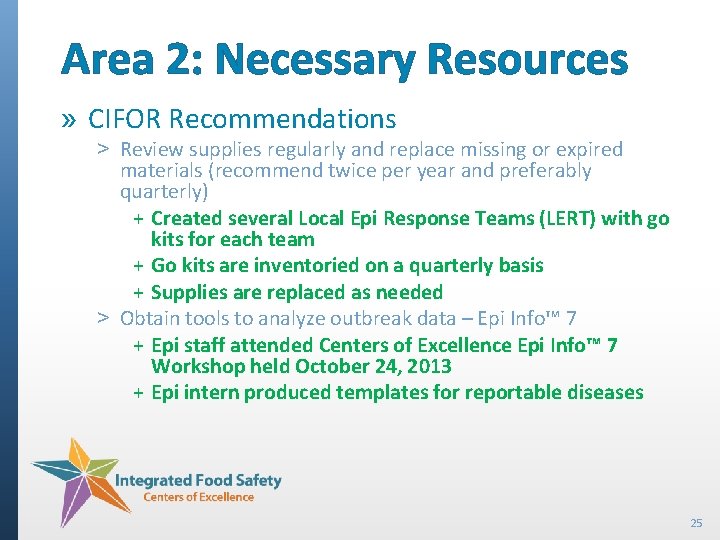 Integrated Food Safety Centers of Excellence Data Driven