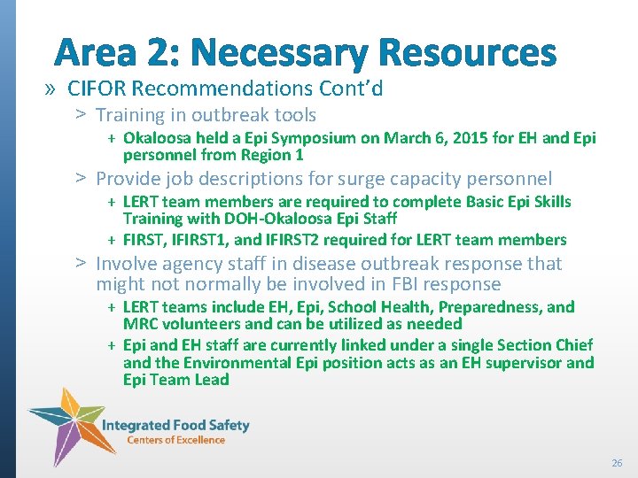 Integrated Food Safety Centers of Excellence Data Driven