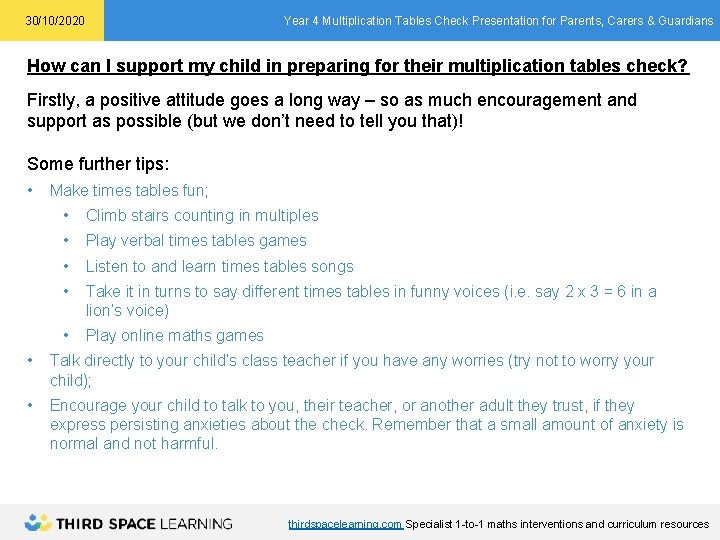 Year 4 Multiplication Tables Check Presentation for Parents