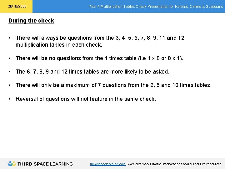 Year 4 Multiplication Tables Check Presentation for Parents