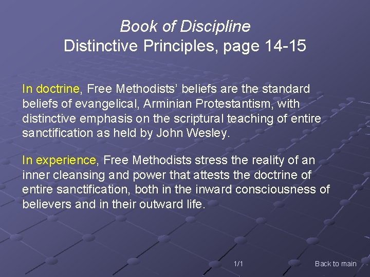 Free Methodist Church Membership Class Session 5 Scripture