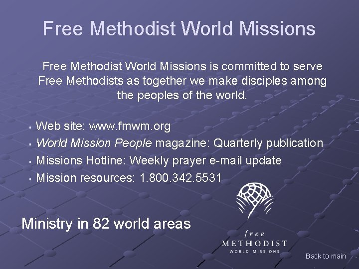 Free Methodist Church Membership Class Session 5 Scripture