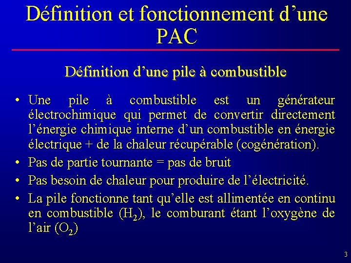 La pile combustible PAC 1 Dfinition et fonctionnement