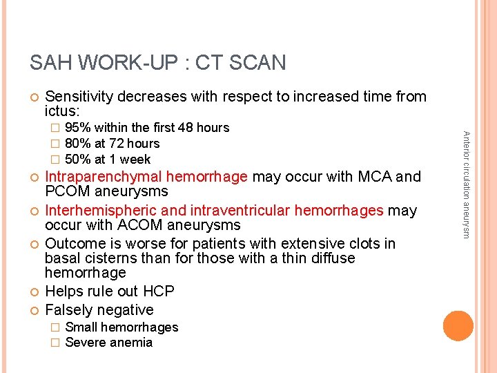ANTERIOR CIRCULATION ANEURYSMS AND SURGICAL CONSIDERATIONS INTRODUCTION ...