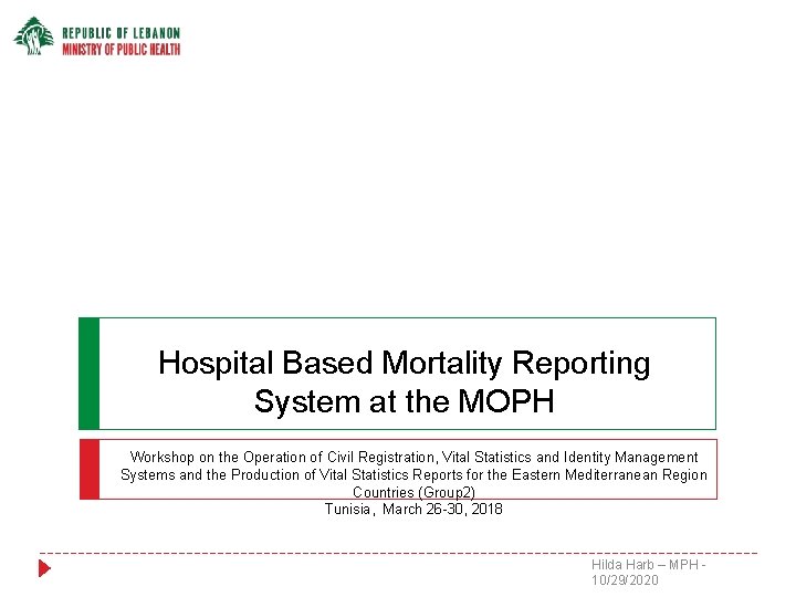 Hospital Based Mortality Reporting System at the MOPH