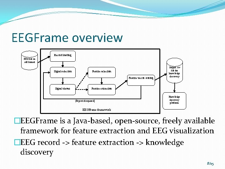 Feature extraction from electroencephalographic records using EEGFrame framework