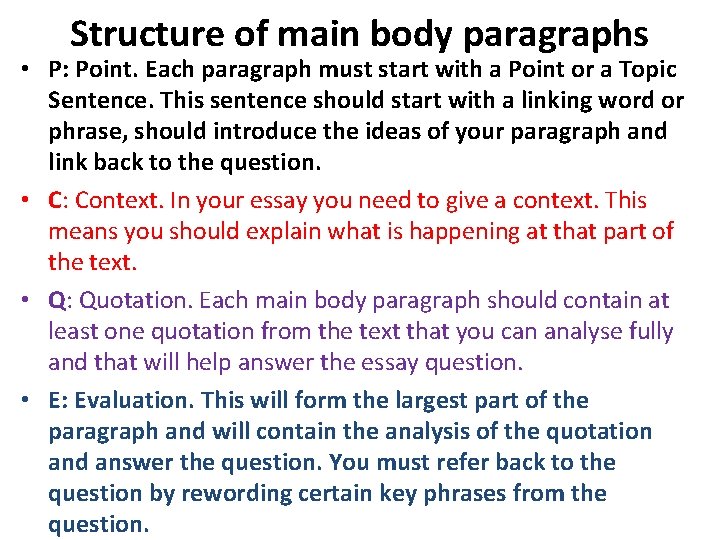 Learning Intentions I will understand what PCQE stands