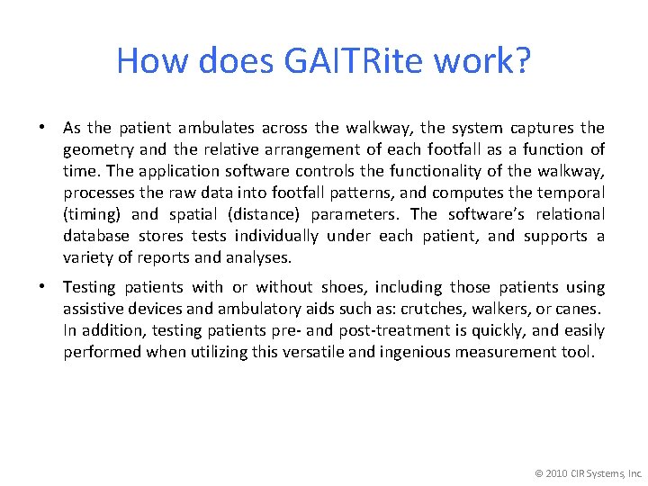 The GAITRite Portable Walkway System Footprints You See