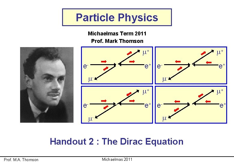 Particle Physics Michaelmas Term 2011 Prof Mark Thomson