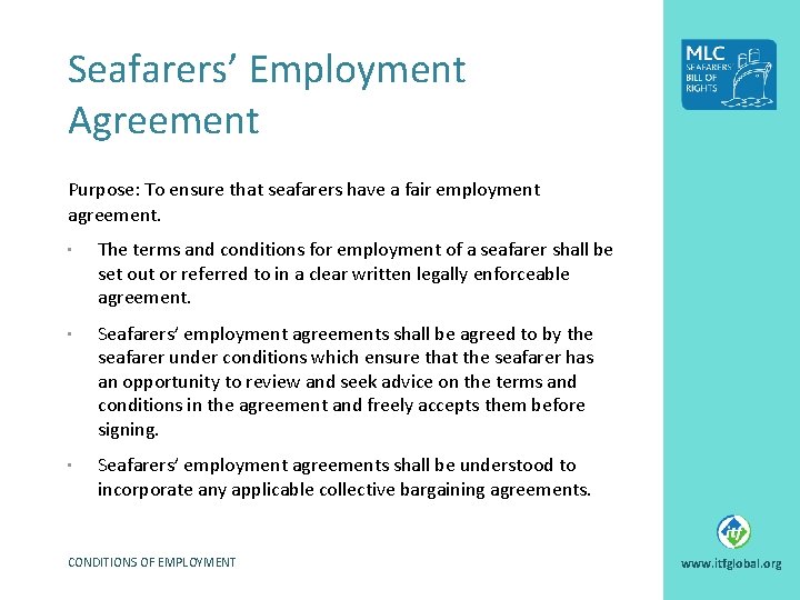 Introduction to Maritime Labour Convention Seafarers Conditions of