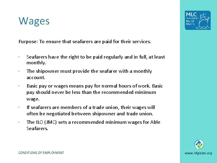 Introduction to Maritime Labour Convention Seafarers Conditions of