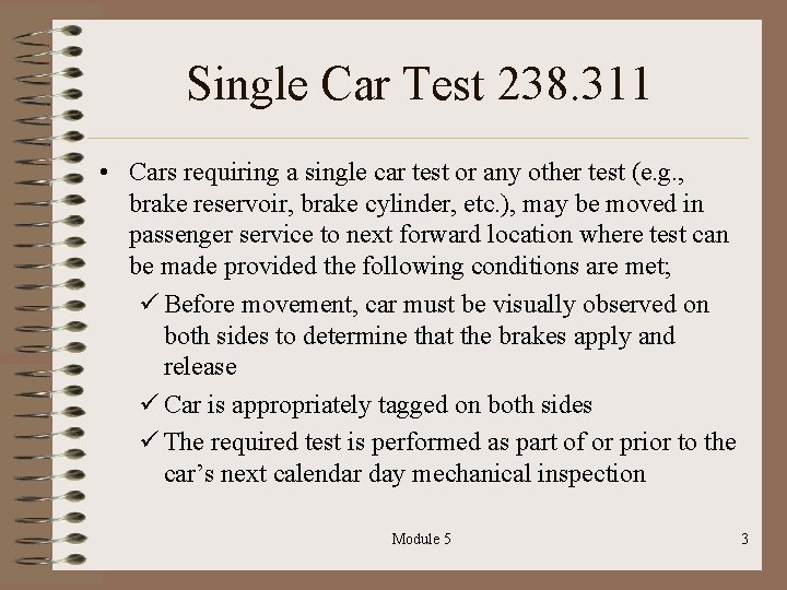 Passenger Equipment Safety Standards Subpart D Air Brake