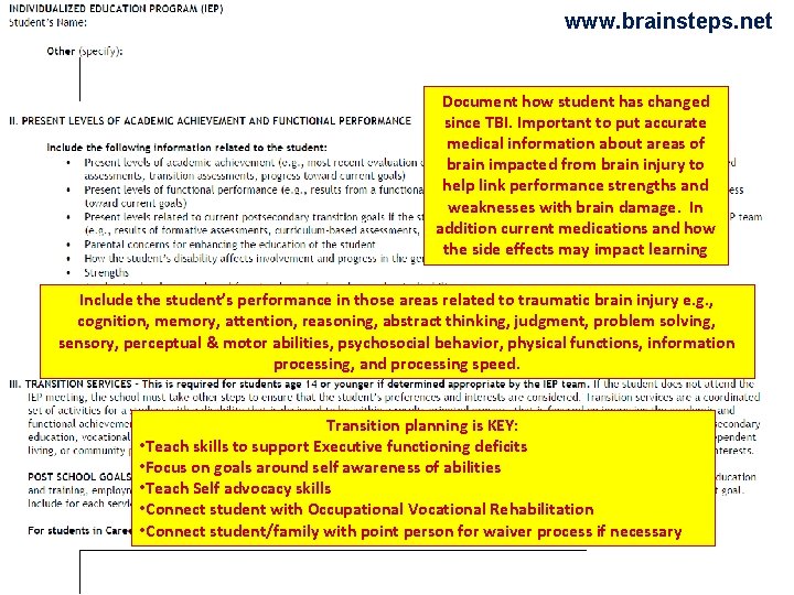 Guided PA IEP for Student with Traumatic Brain