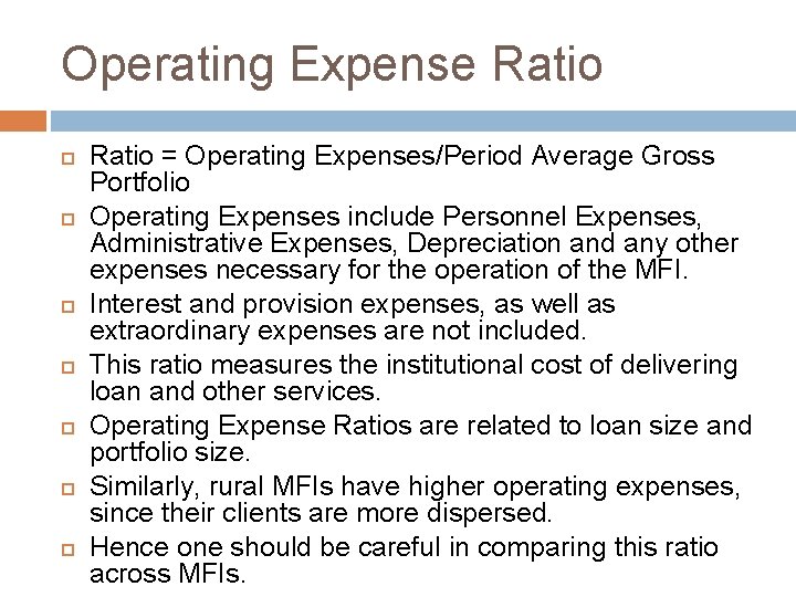 PERFORMANCE INDICATORS IN MICROFINANCE P V Viswanath Learning