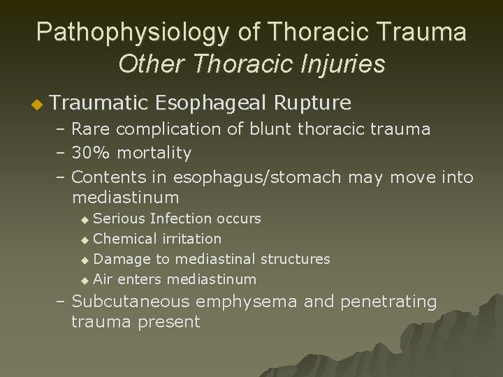 Introduction to Thoracic Injury u u Vital Structures