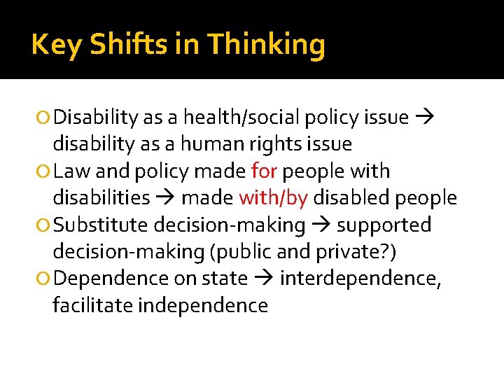 The Rights of Persons with Disabilities international norms