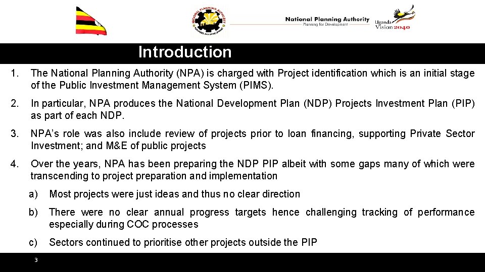 PRESENTATION ON NDPIII PIP PREPARATION By Project Development
