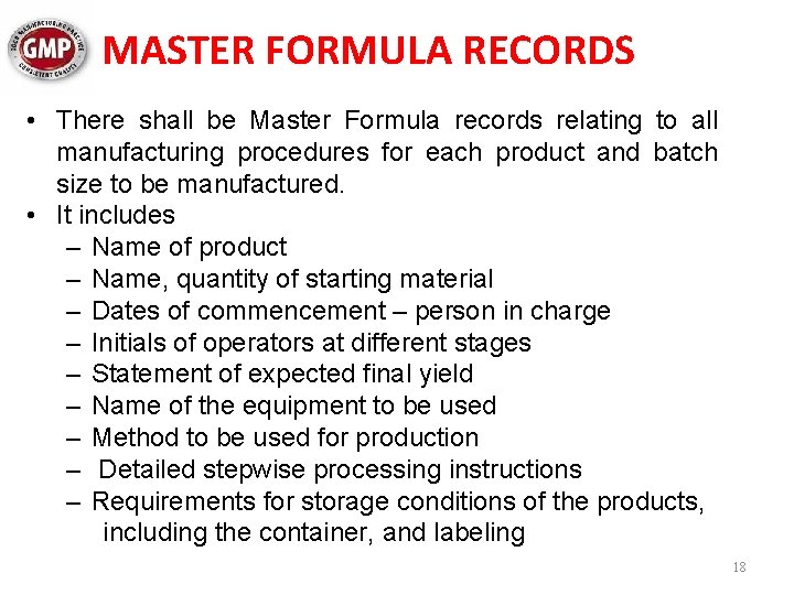GOOD MANUFACTURING PRACTICE By Ms Archana S Patil